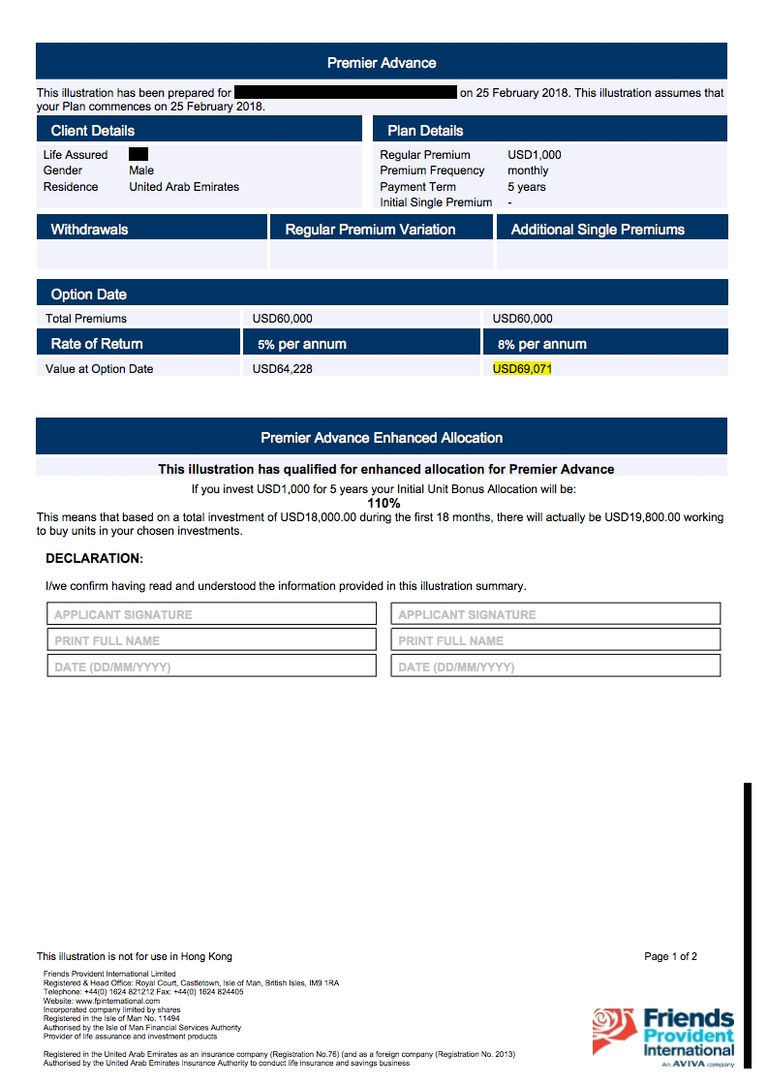 Friends Provident Premier Advance Review - Financial Advisor in Dubai